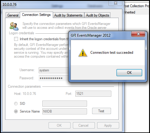 Monitoring the Oracle database with GFI Events Manager