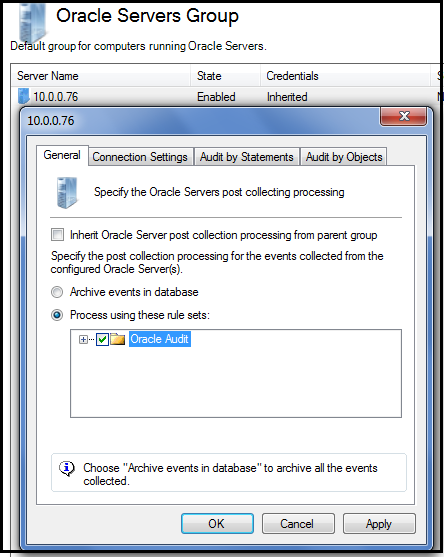 Monitoring the Oracle database with GFI Events Manager