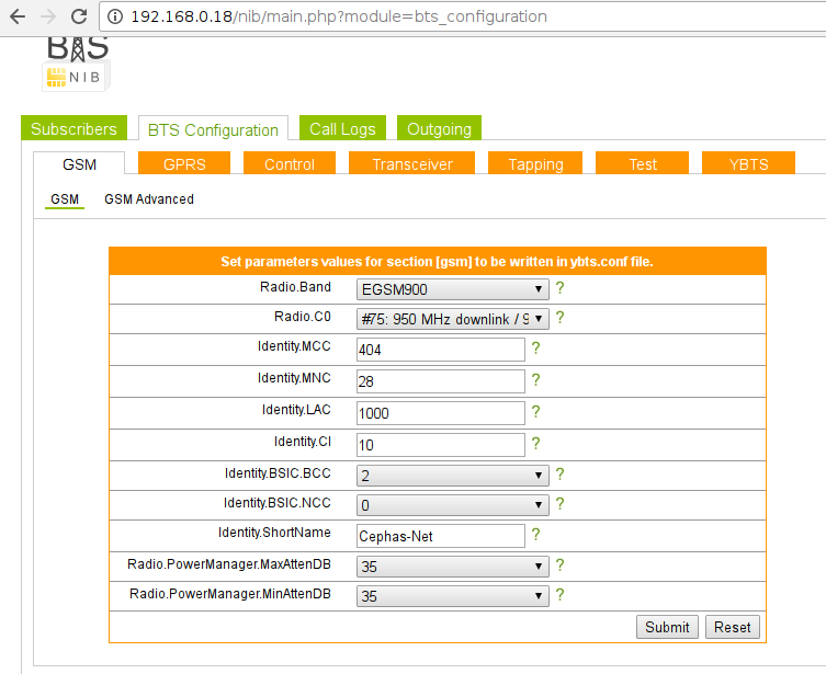 Instructions on how to set up a fake BTS - Network Intelligence